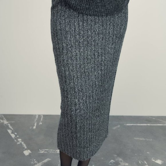 Zara | Skirts | Nwt Gray Ribbed Knit Midi Pencil Skirt | Poshmark